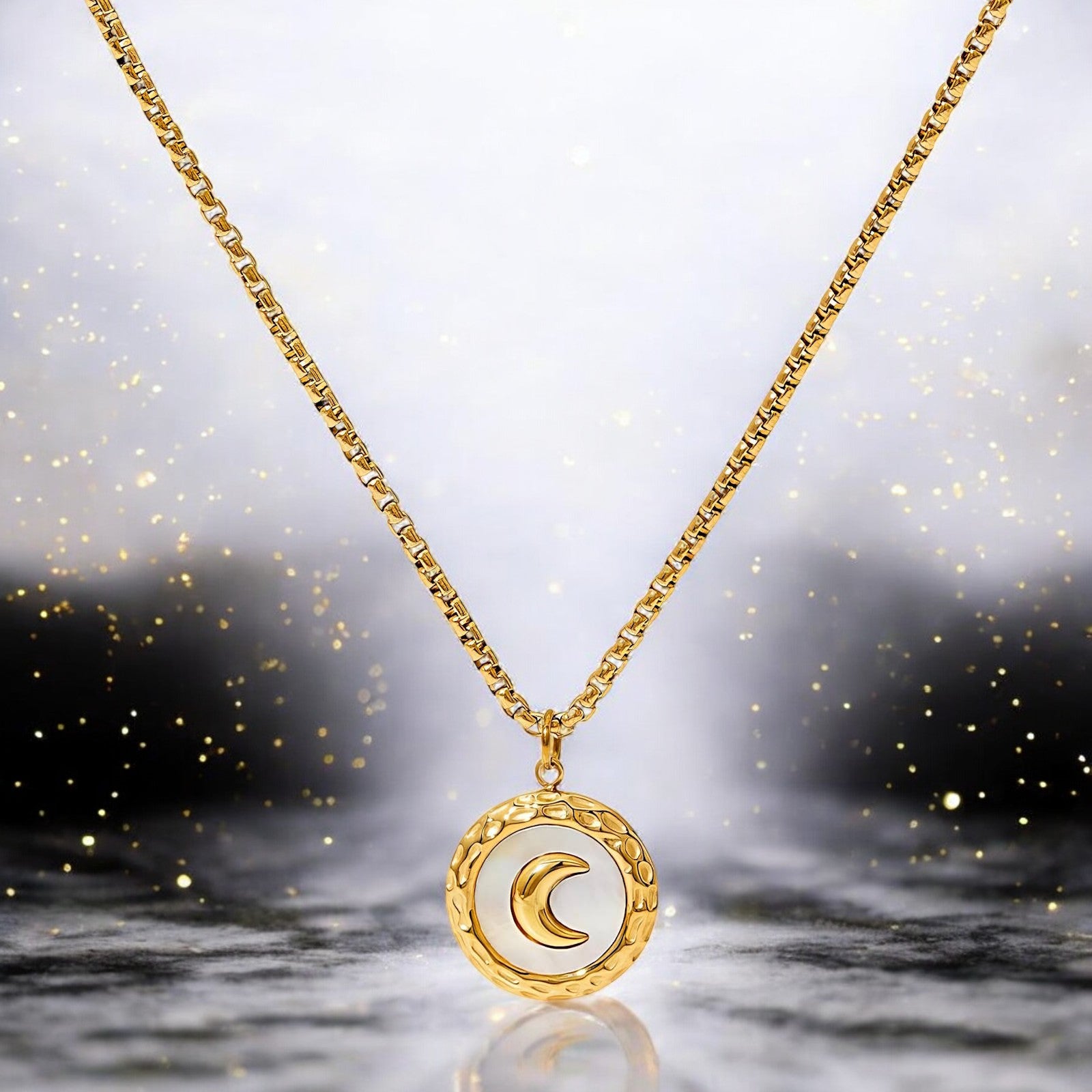 18K gold plated Stainless steel Crescent necklace – 32lavender